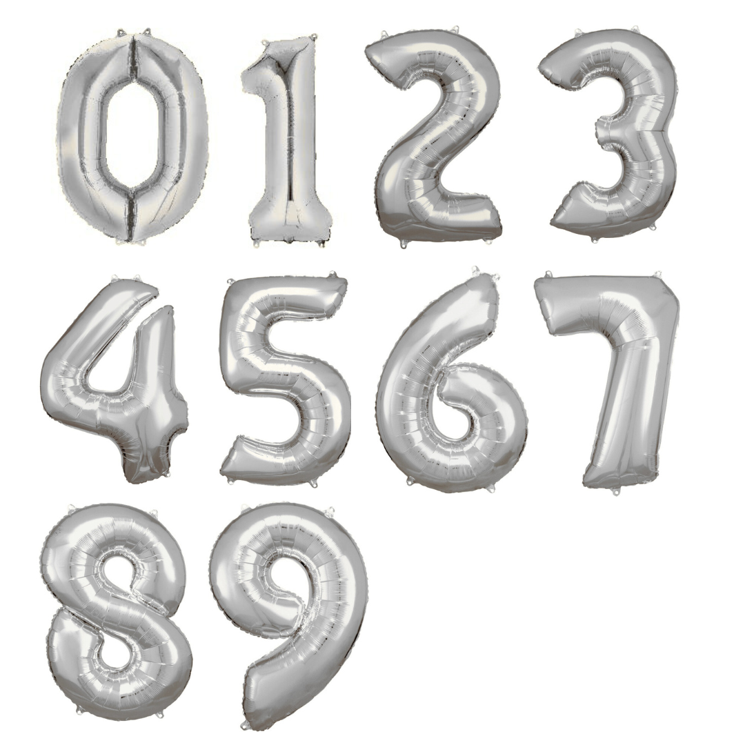 Silver Number Foil Balloon – Kiddie Majigs
